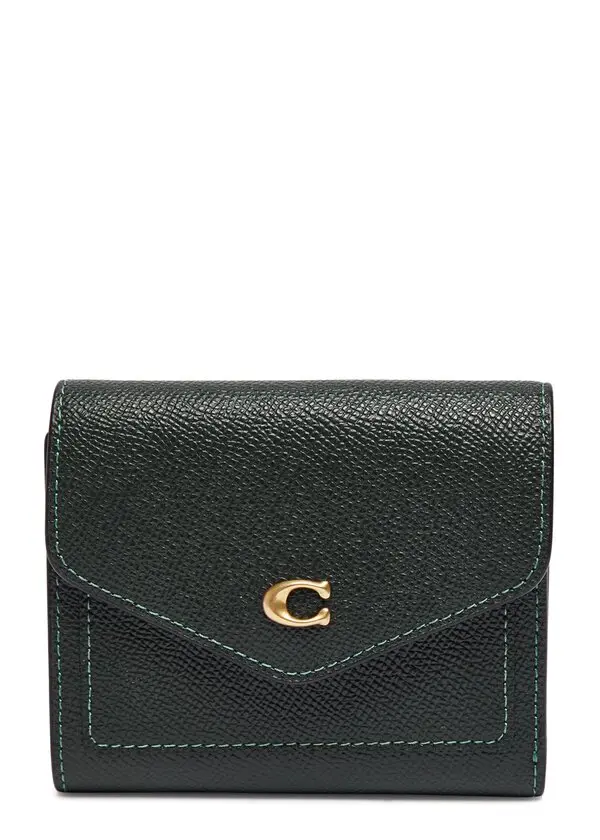 【美品】COACH 三つ折り財布　WYN SMALL WALLET 黒 Coach Wyn Small Grained Leather Wallet - Dark Green | Editorialist